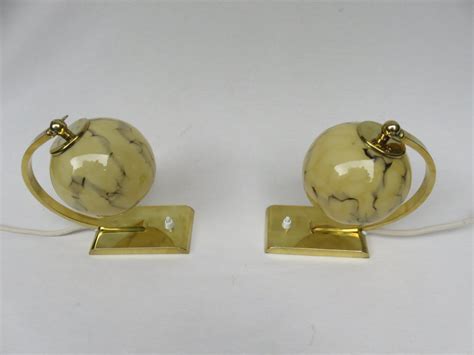 Art Deco Brass Bedside Table Lamps Set Of 2 For Sale At Pamono