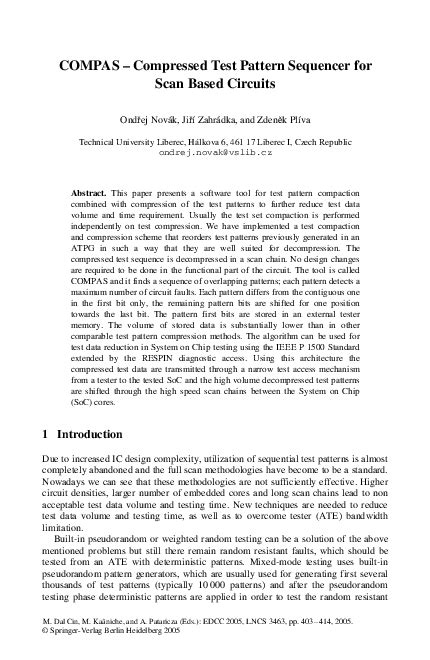 Pdf Compas Compressed Test Pattern Sequencer For Scan Based Circuits