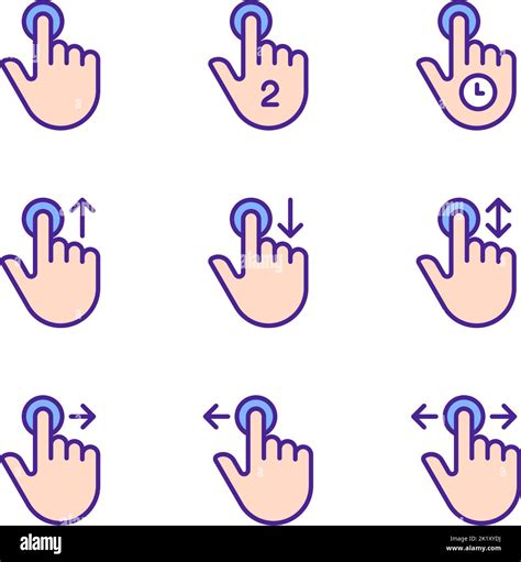 Touchscreen Control Pixel Perfect RGB Color Icons Set Stock Vector Image Art Alamy