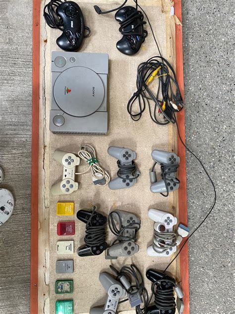 PlayStation 1 PS1 Unit Controllers And Memory Cards Plus Sega Controllers Video Gaming Video