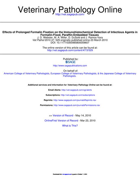 Pdf Effects Of Prolonged Formalin Fixation On The Immunohistochemical