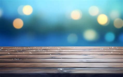 Premium Ai Image Wood Plank Table Blur Photo Background