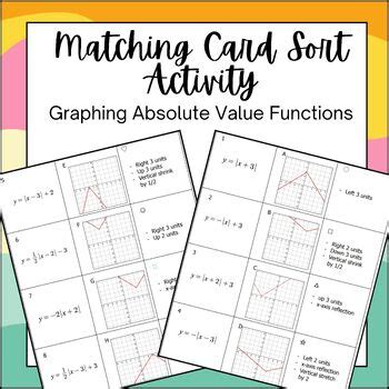 Graphing Absolute Value Functions Matching Card Sort Activity TPT