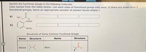 Solved Identify the functional groups in the following | Chegg.com