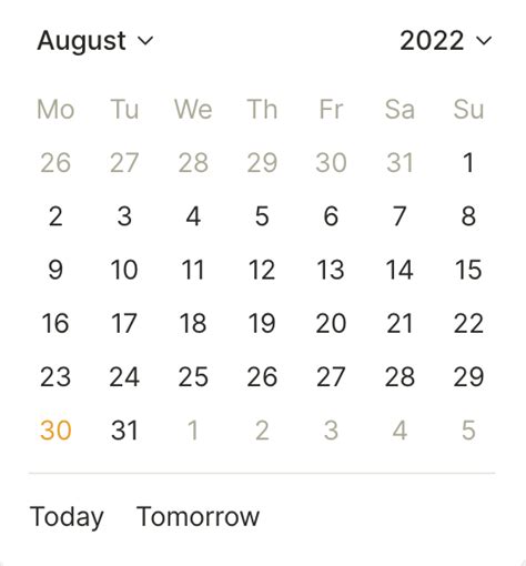 Names Of Days On Date Picker Incorrect Off By One Day Bug Reports