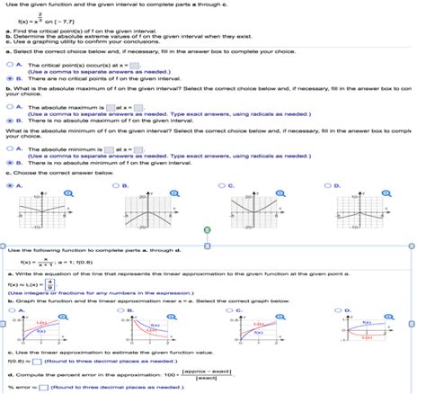 Solved Use The Given Function And The Given Interval To