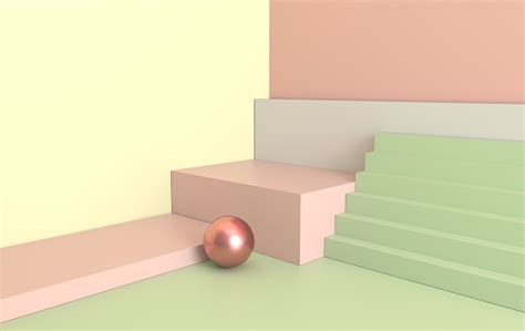 기하학적 인 모양으로 3d 렌더링 된 인테리어 바닥에 연단 플랫폼의 집합 제품 프리 젠 테이 션을 위한 계단 배경을 모의 최소한의 디자인에 추상적 인 구성 파스텔 색상