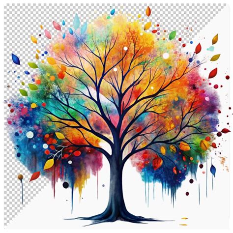 Colorful Gradient Tree Element Premium Ai Generated Psd