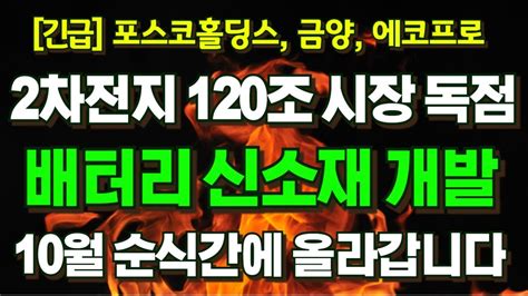 주식 2차전지 120조 시장 독점 할 배터리 신소재 개발 이 기업10월 주도주 됩니다 Youtube
