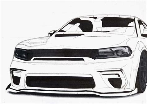 How To Draw A Dodge Charger Srt Hellcat Realistic Step By Step