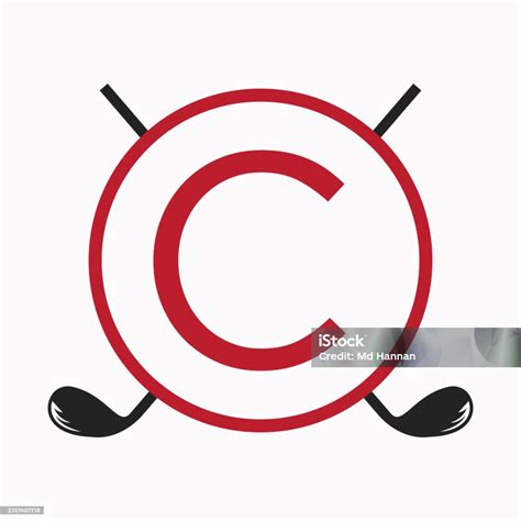 하키와 골프 클럽 정체성을 위한 하키 스틱 기호가 있는 문자 C 개념에 골프 로고 Championship에 대한 스톡 벡터 아트 및 기타 이미지 Championship