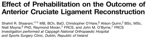 Research Review Effect Of Prehabilitation On The Outcome Of Anterior