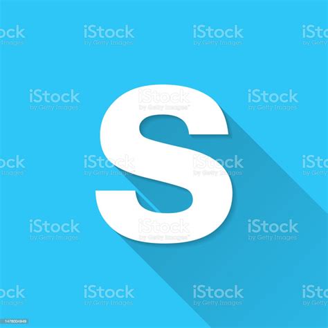 편지 S 파란색 배경에 아이콘 긴 그림자가 있는 평면 디자인 3차원 형태에 대한 스톡 벡터 아트 및 기타 이미지 3차원 형태 개념 그림자 Istock