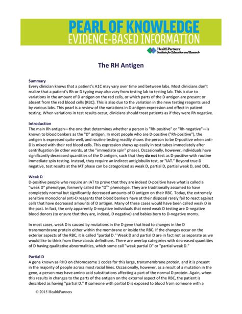 The Rh Antigen Healthpartners