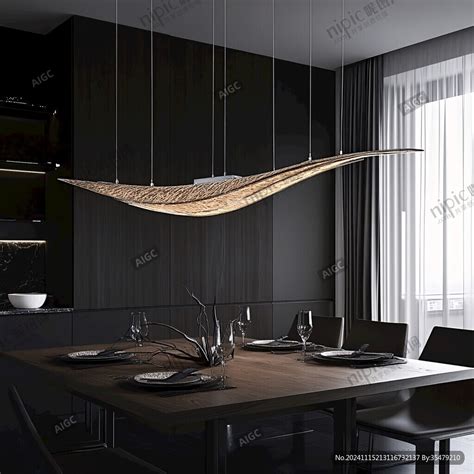 Ai创作图轻奢餐厅灯羽毛 休闲卡座吊灯 实木餐桌吊灯 叶片型吊灯 北欧风格餐厅吊灯 餐桌吊灯现代家具 简意吊灯 鹰首双口吊灯 擦片造型吊灯 长条形吊灯 卧室餐厅吊灯 欧式餐桌吊灯 条状挂坠灯