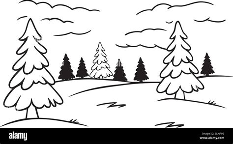 Forest Outline Rolling Hills Pine Trees Scene Stock Vector Image And Art