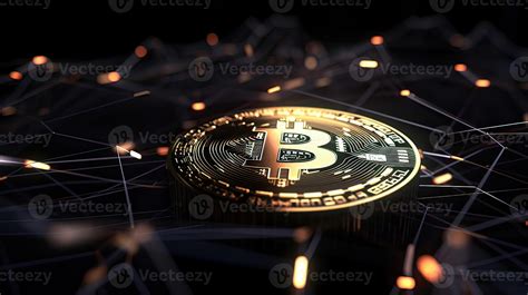 Gold Coin Bitcoin On A Black Background The Concept Of Crypto Currency