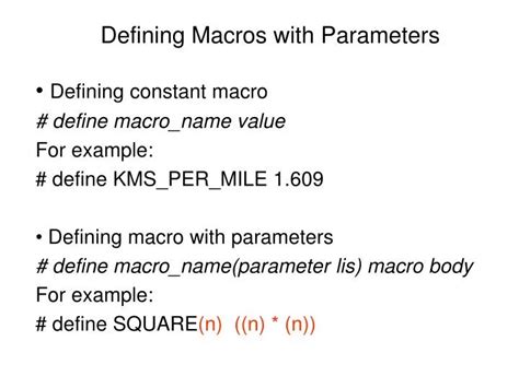 Ppt Defining Macros With Parameters Powerpoint Presentation Free
