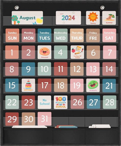 Spxkd Classroom Calendar Pocket Chart 30 X 24 Inches With 111 Cards And 2 Metal