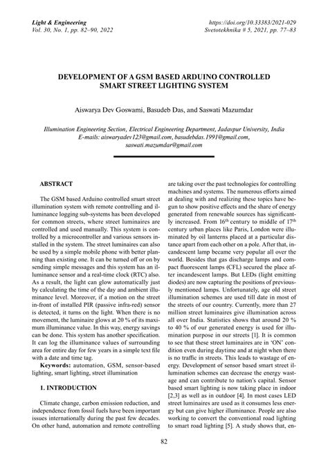 PDF Development Of A GSM Based Arduino Controlled Smart Street Lighting System