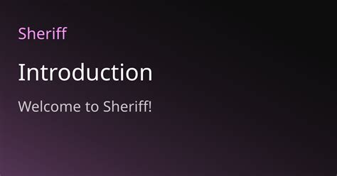 Introduction Sheriff