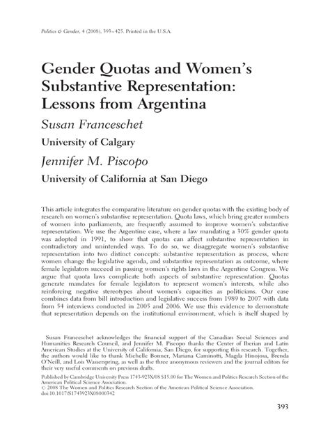 Gender Quotas And Womens Substantive Representation Pdf Gender Gender Quotas And Womens Substantive Representation Pdf Gender