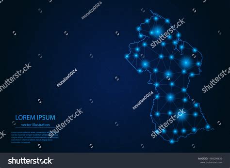 Abstract Image Guyana Map Blue Glow Stock Vector Royalty Free 1960099639 Shutterstock