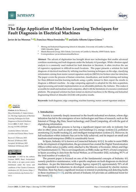 PDF The Edge Application Of Machine Learning Techniques For Fault Diagnosis In Electrical Machines
