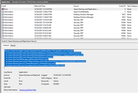 The Veeam Backup Service Service Terminated With The Following Error An Exception Occurred In