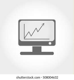 Set Computer Monitor Graph Chart Icon Stock Vector Royalty Free