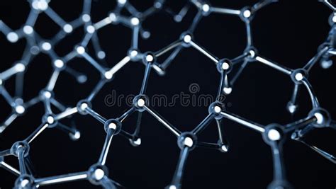 Abstract Molecular Network Structure With Connected 3d Nodes On Black Background Stock Image