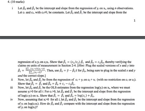 marks Let βο and βι be the intercept and Chegg com