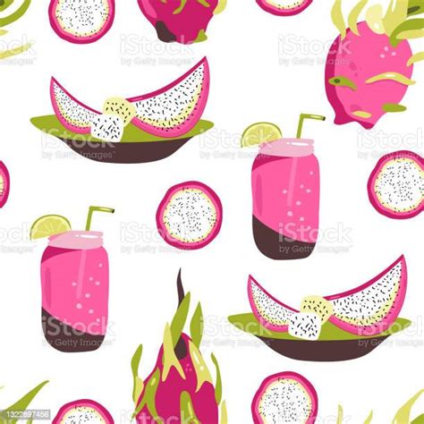 피타야스 핸드 그린 매끄러운 패턴 열대 이국적인 드래곤 과일 리놀레산의 공급원 여름 신선한 스무디 칵테일 홀 푸드 반 및 조각