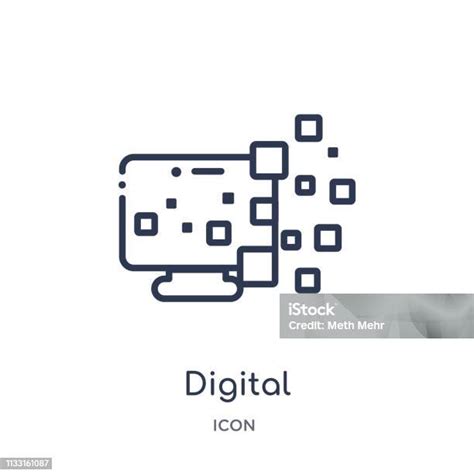 일반 개요 컬렉션에서 선형 디지털 변환 아이콘입니다 얇은 라인 디지털 변환 아이콘 흰색 배경에 고립입니다 디지털 트랜스 포메이션