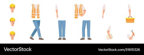 man builder character constructor with body part vector image