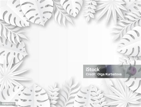 종이 열대 잎입니다 종이 접기 이국적인 하와이 야생 정글 종이 컷 잎 트렌디 한 단풍 계절 포스터 디자인 벡터 배경 흰색에 대한 스톡 벡터 아트 및 기타 이미지 Istock
