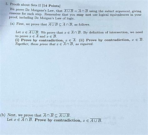 SOLVED Texts 5 Proofs About Sets II 14 Points Proof Including De Morgan S Law Of Logic