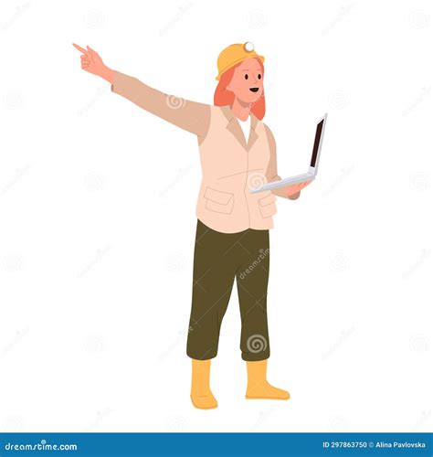 Female Geologist International Day Of Women And Girls In Science Vector Illustration In A Flat