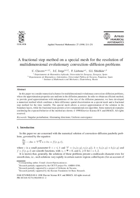 Pdf A Fractional Step Method On A Special Mesh For The Resolution Of