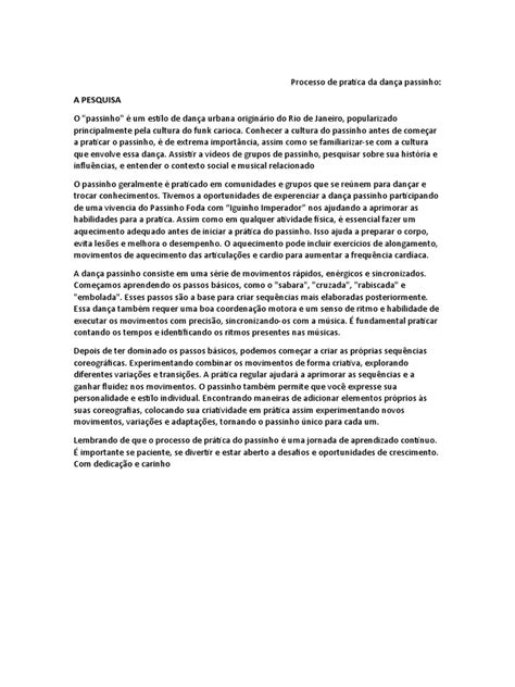 Pratica Da Dança Passinho Pdf