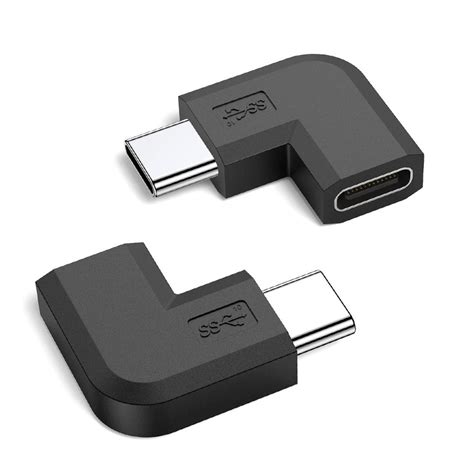 Usb C 어댑터 유형 C 수 암 수 오른쪽 및 왼쪽 각도 90 도 확장 어댑터 태블릿 노트북용 1 개 전송 및 케이블