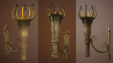 artstation houdini procedural modeling texturing of torch holder prop