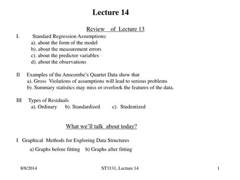 Ppt Review Of Lecture 13 Standard Regression Assumptions Powerpoint Presentation Id 3014453