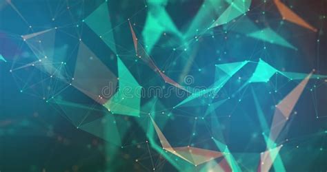 Abstract Blue Gradient Background With Motion White Plexus Of Dots And Lines Technology With