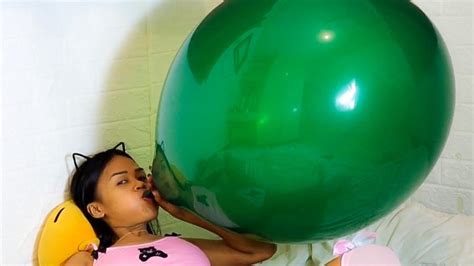 Your Sexy Stepsister Camylle Sensually B To Pop Your Huge Green Tuftex Balloon Asian