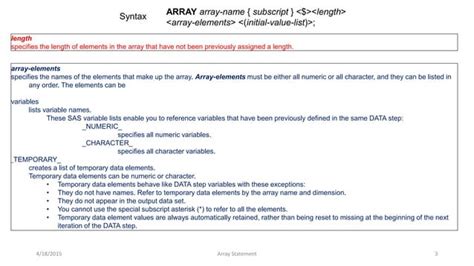 Sas Array Statement Ppt