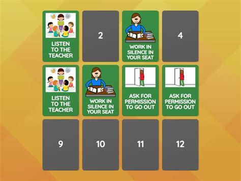 Classroom Rules Matching Pairs
