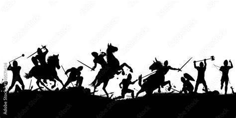 Battle Scene Silhouette Stock Vector Adobe Stock
