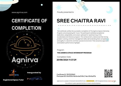 Sree Chaitra Ravi On Linkedin Spaceinternship Agnirvaspace Isro
