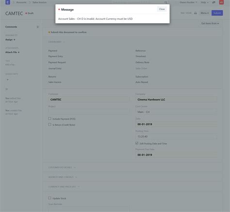 Problem Submiting Sales Invoice Bug Frappe Forum